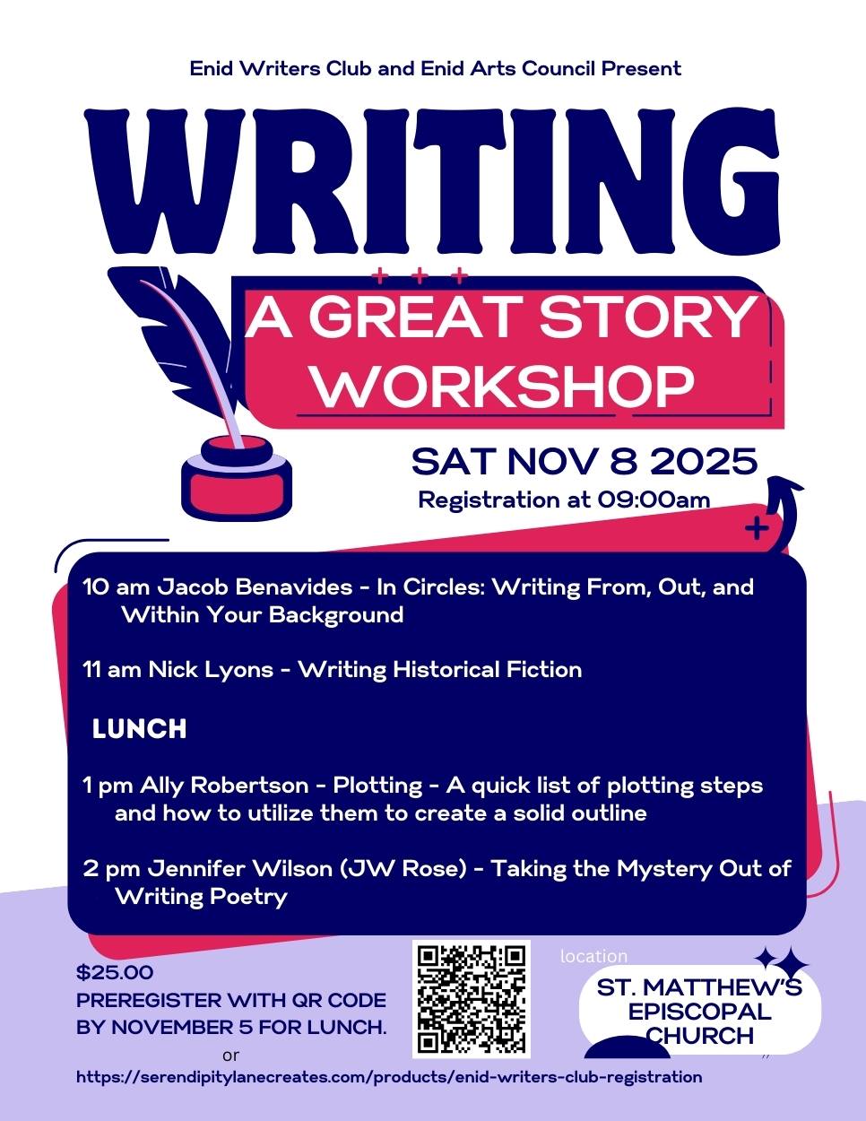 2025: Writing A Great Story – Enid writing workshop | Peggy Chambers ...